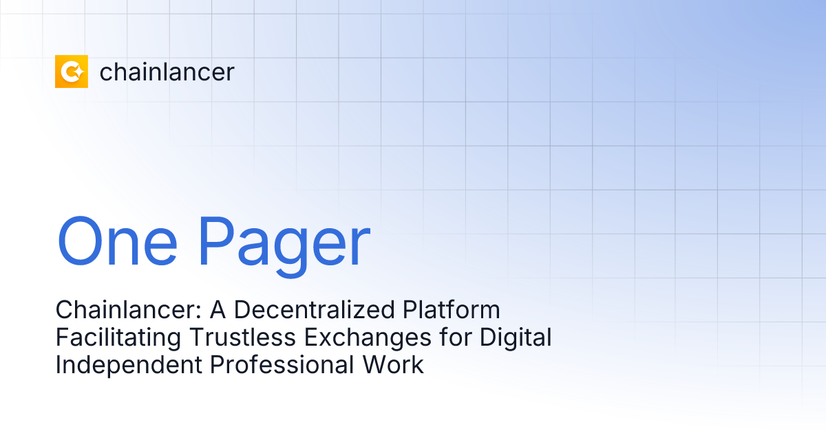 One Pager | chainlancer